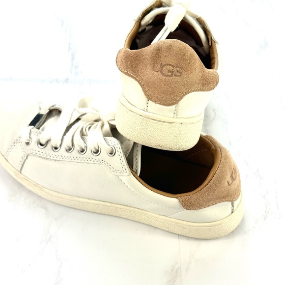 UGG | Shoes | Ugg Milo Sneakers White And Tan Leather Size 7 | Poshmark